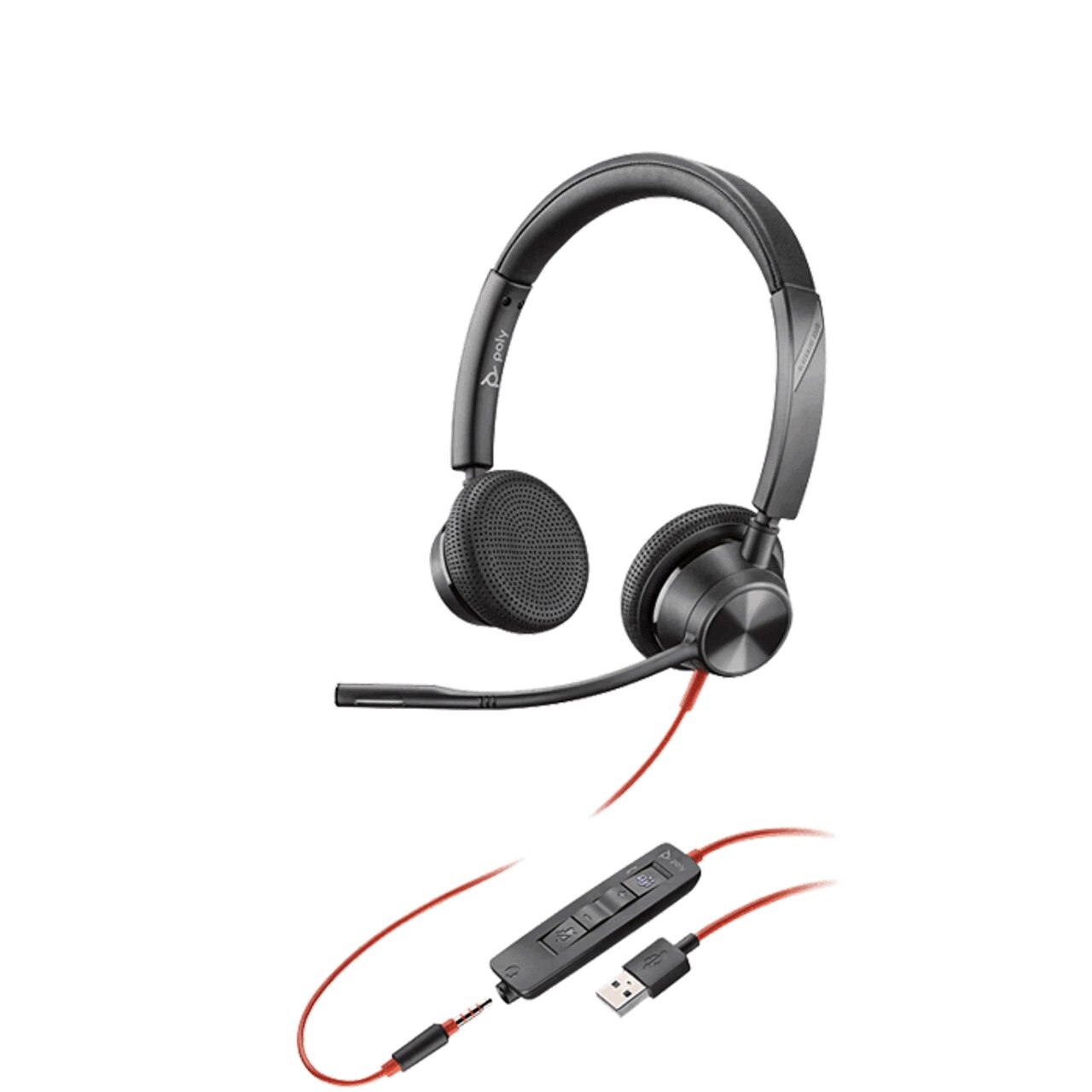 Plantronics Poly Blackwire 3325 Microsoft USB-A & 3.5mm Wired Headset ...
