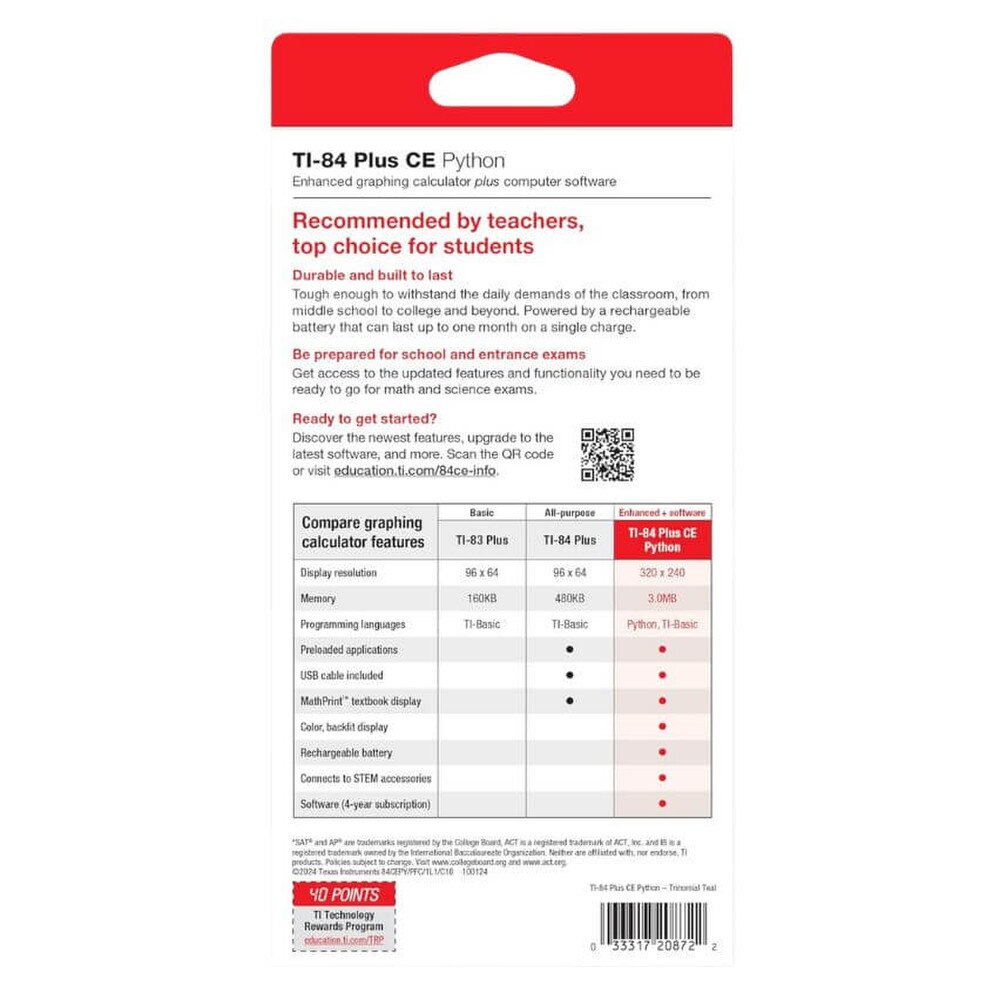 Texas Instruments TI-84 Plus CE Graphing Calculator - Trinomial Teal ...