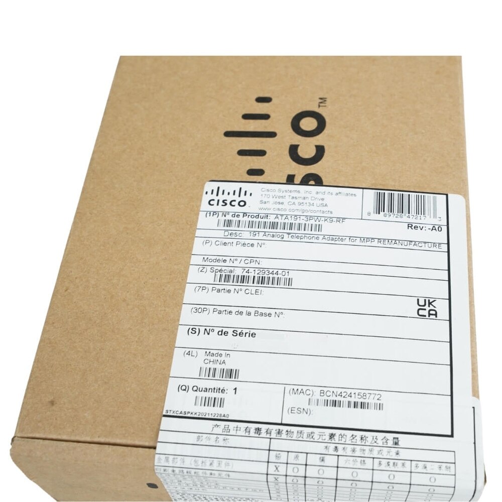 Cisco ATA 191 Analog Telephone Adapter (ATA191-3PW-K9) | Refresh